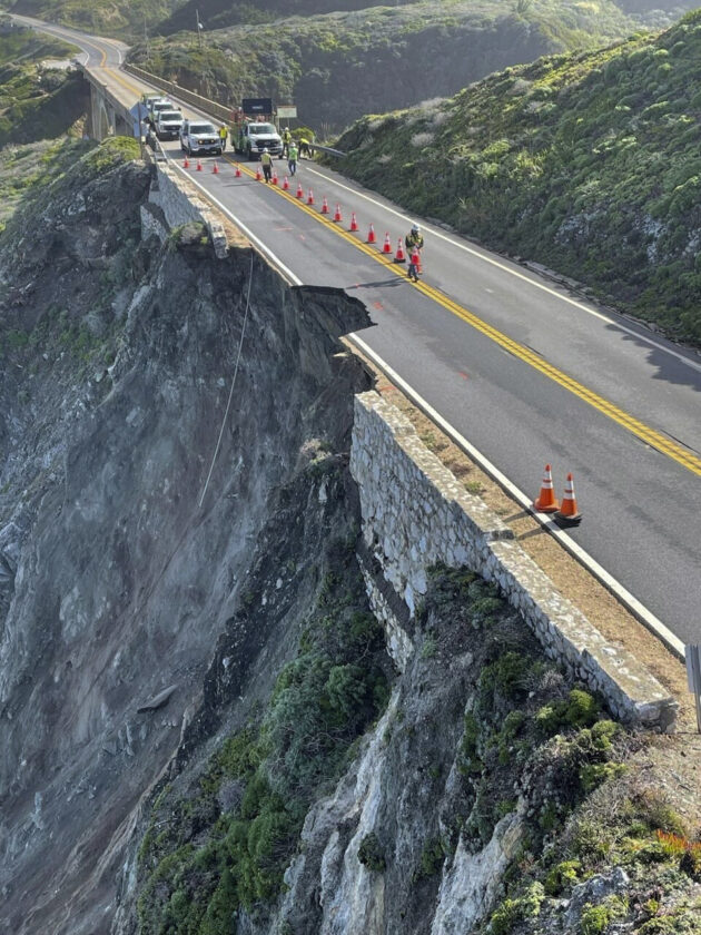 Motorists creep along 1 lane after parts of California’s iconic Highway ...